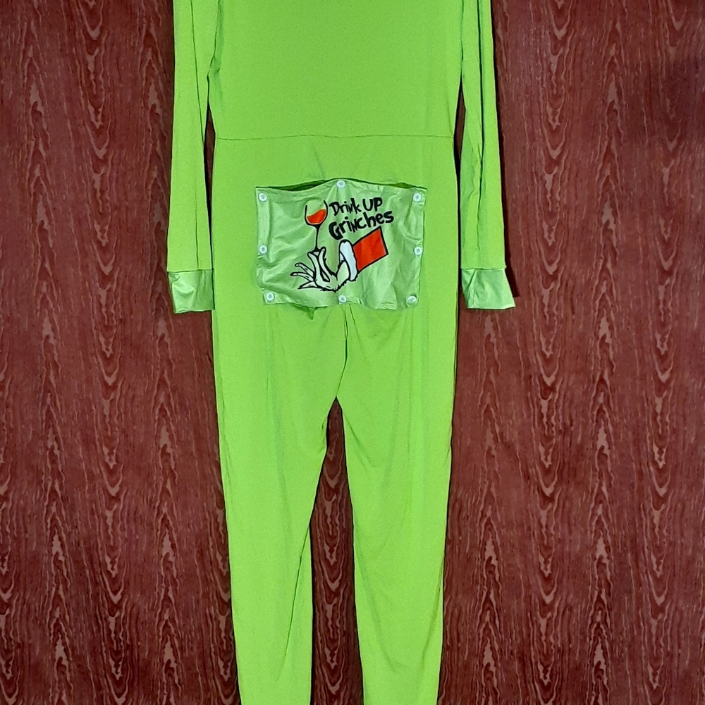 Dr Seuss The Grinch One Piece Pajamas Sleeper Adult S… - Gem